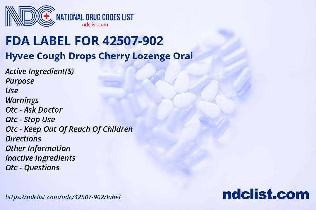 Hyvee Cough Drops Cherry Lozenge- FDA Label NDC42507-902