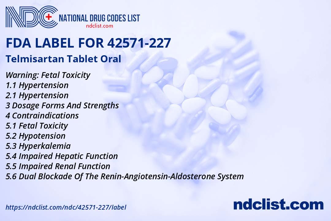 FDA Label for Telmisartan Tablet Oral - Indications, Usage & Precautions