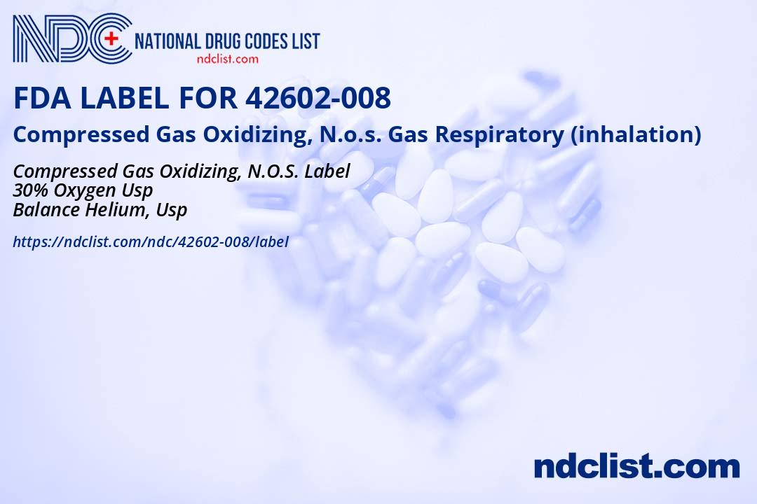 FDA Label for Compressed Gas Oxidizing, N.o.s. Gas Respiratory ...