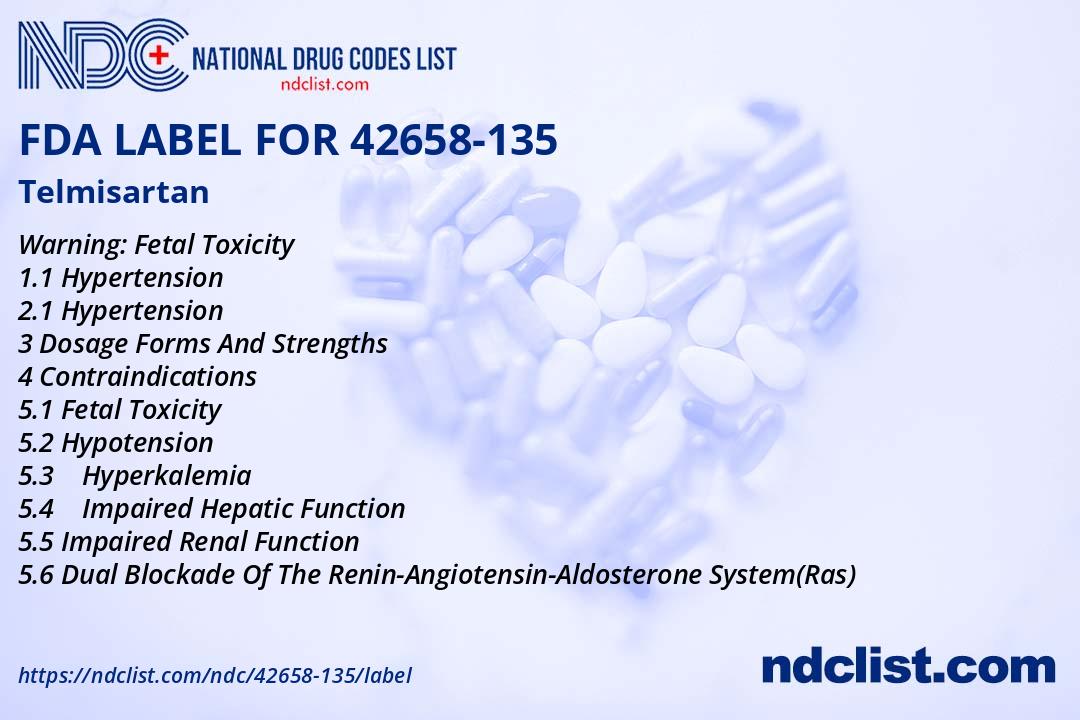 Telmisartan- FDA Label NDC42658-135