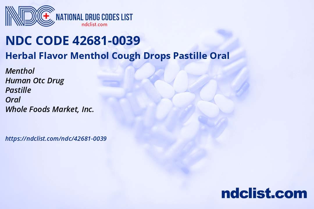 Herbal Flavor Menthol Cough Drops Pastille NDC 42681-0039