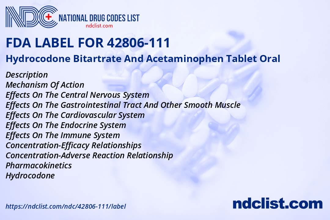 Hydrocodone Bitartrate And Ace FDA Label - NDC 42806-111