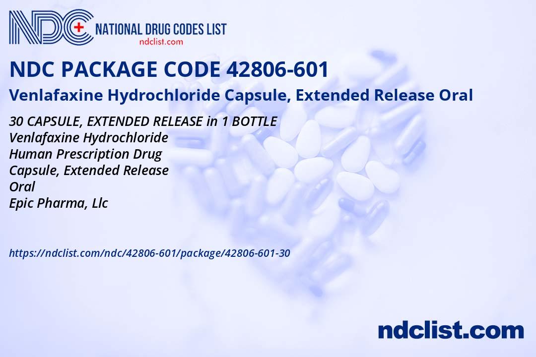 Venlafaxine Hydrochloride- NDC42806-601-30
