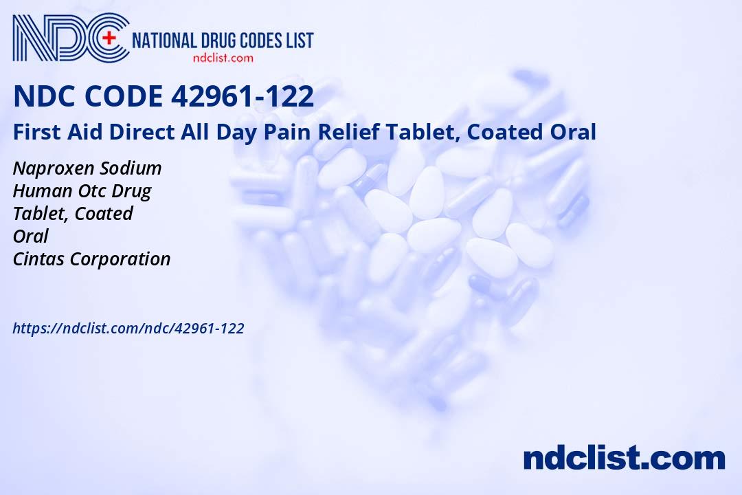 NDC 42961-122 First Aid Direct All Day Pain Relief Tablet, Coated Oral