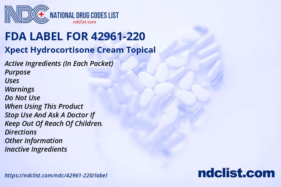 Xpect Hydrocortisone Cream- FDA Label NDC42961-220