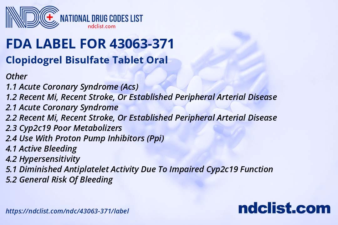 FDA Label for Clopidogrel Bisulfate Tablet, Film Coated Oral ...