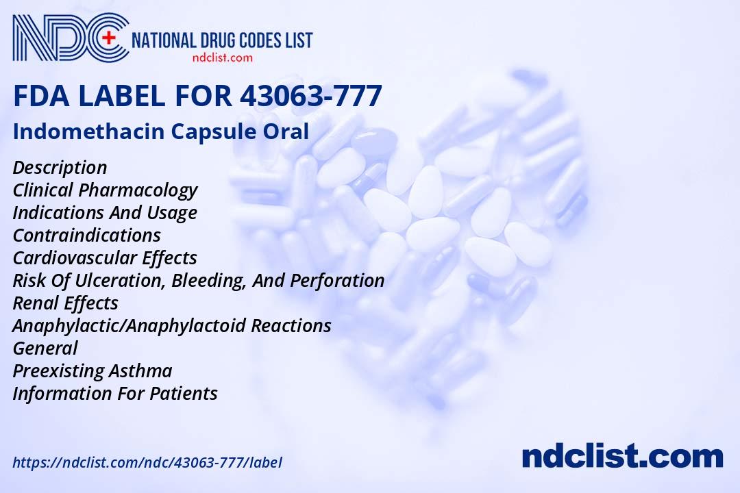 FDA Label for Indomethacin Capsule Oral - Indications, Usage & Precautions