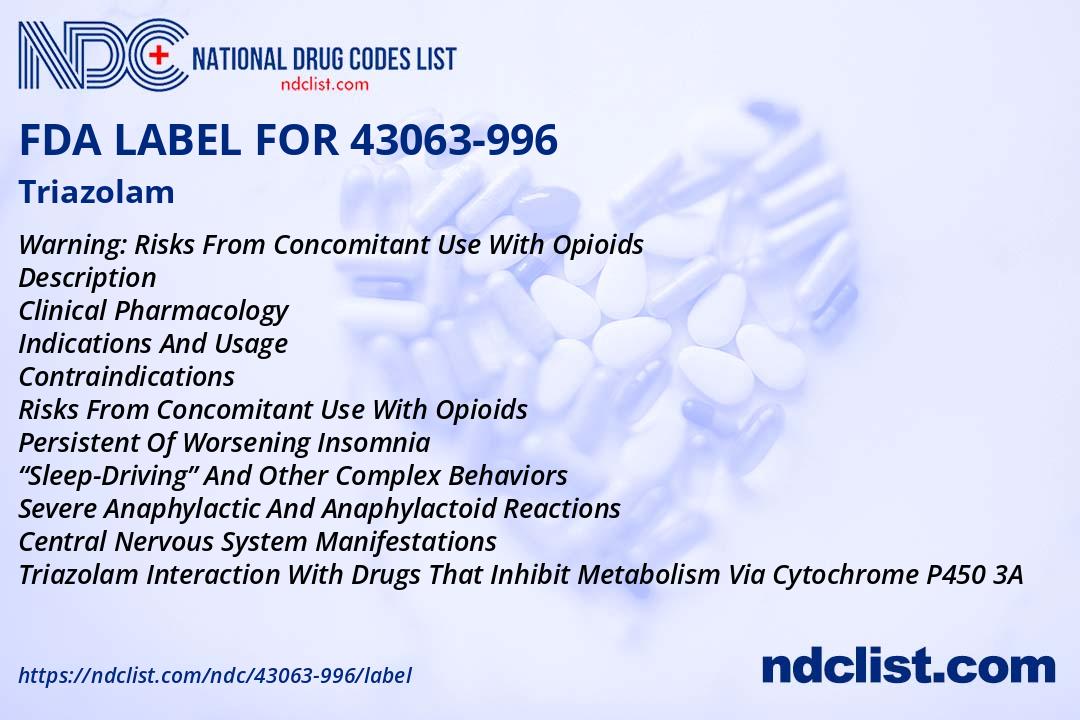 FDA Label for Triazolam - Indications, Usage & Precautions