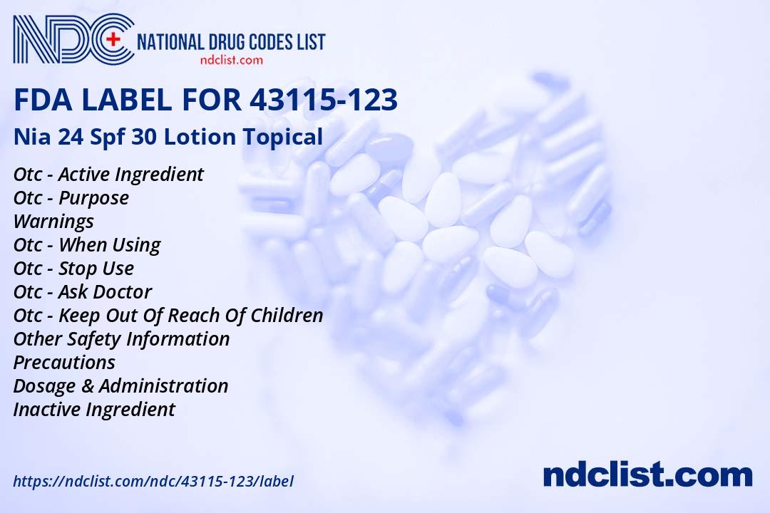 Nia 24 Spf 30 Lotion FDA Label - NDC 43115-123