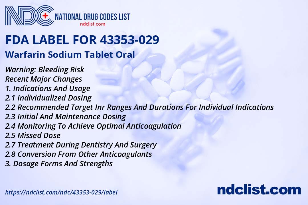 FDA Label for Warfarin Sodium Tablet Oral - Indications, Usage ...