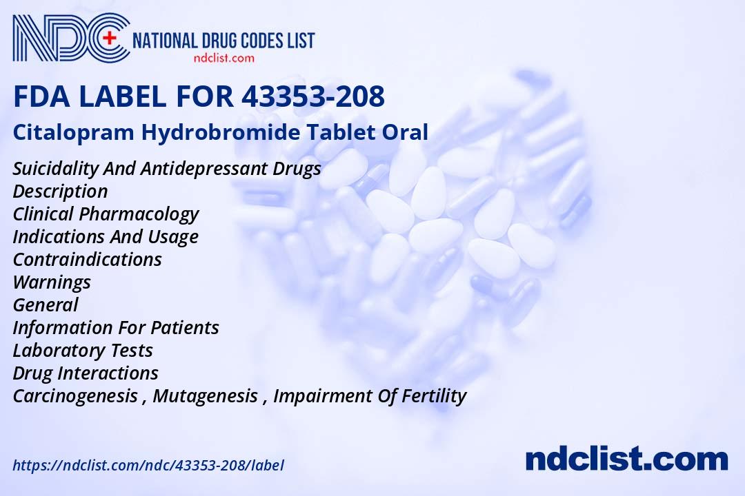 FDA Label for Citalopram Hydrobromide - Indications, Usage & Precautions