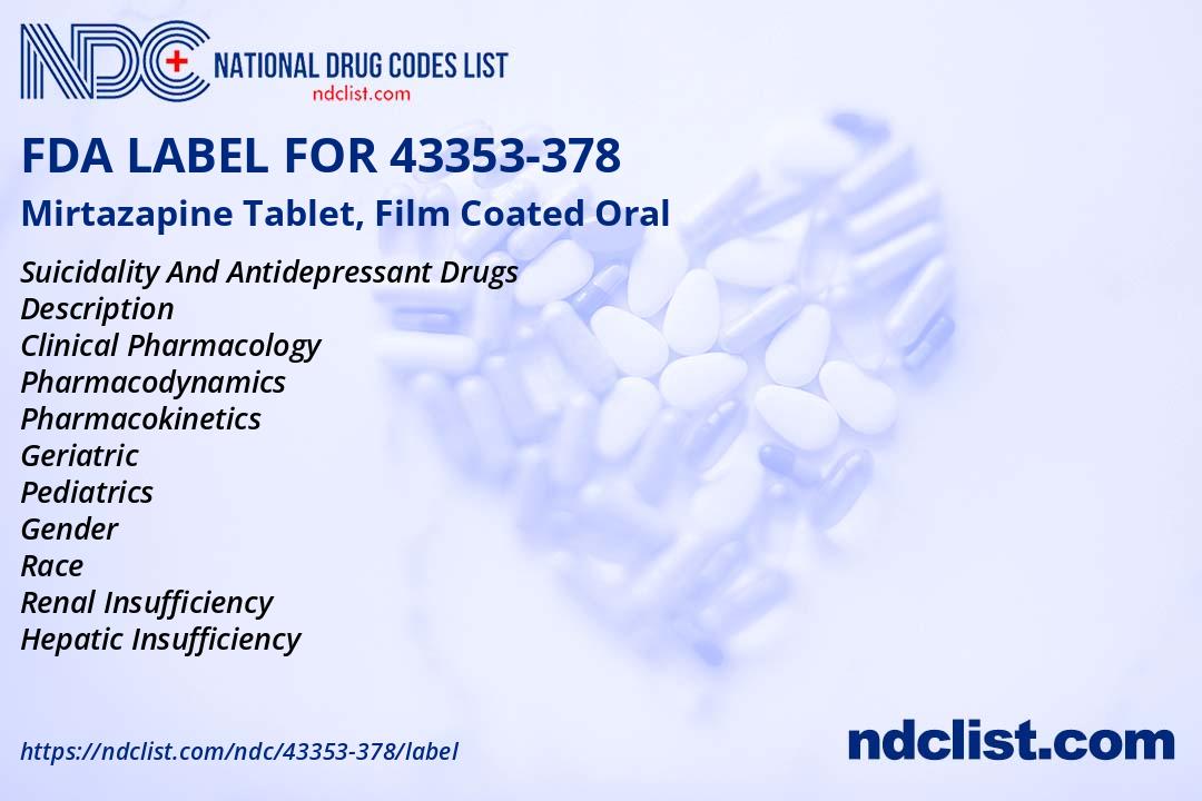 FDA Label for Mirtazapine Tablet, Film Coated Oral - Indications, Usage ...