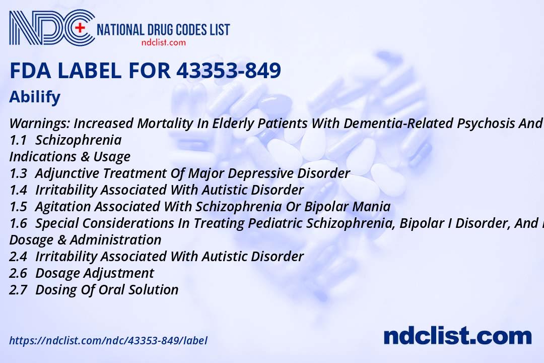 FDA Label for Abilify - Indications, Usage & Precautions