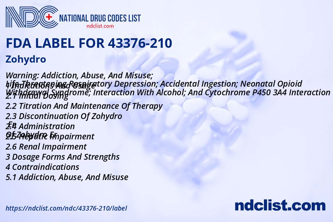 Zohydro- FDA Label NDC43376-210
