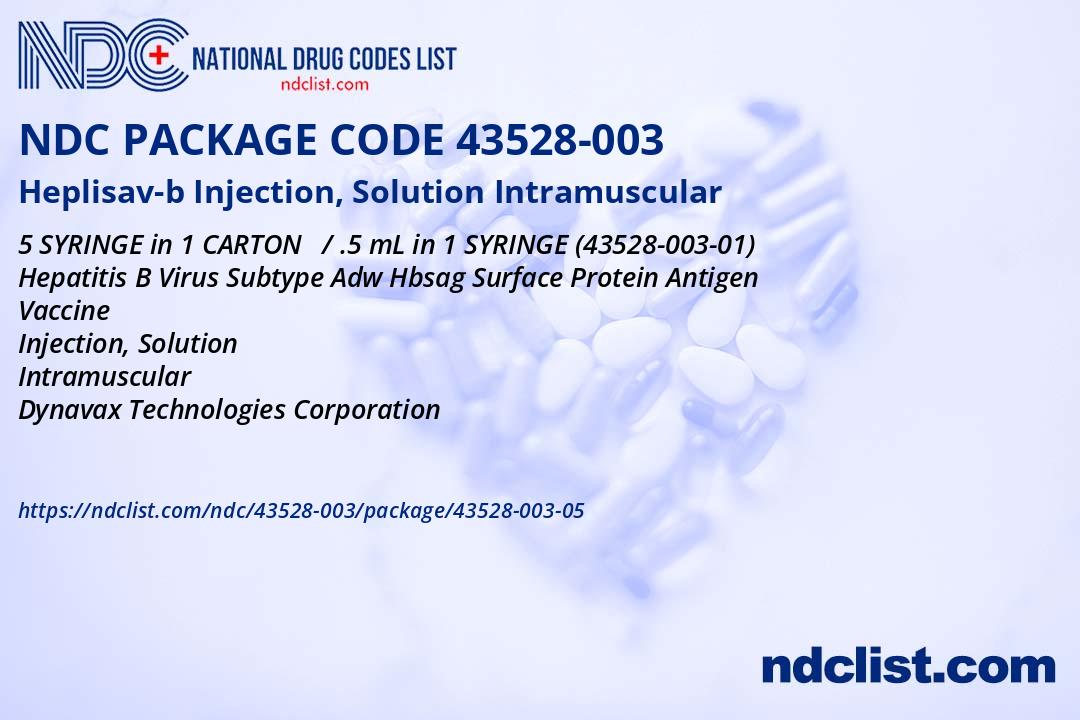 Heplisav-b Injection, Solution- NDC43528-003-05