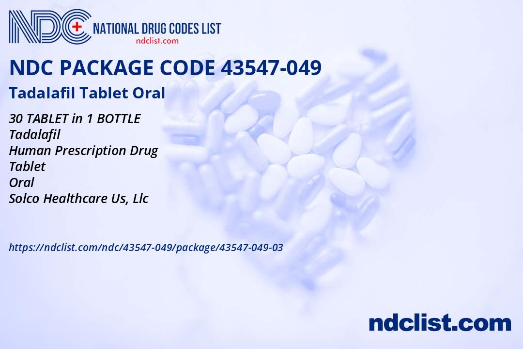 NDC Package 43547-049-03 Tadalafil Tablet Oral