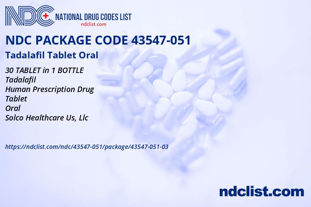 NDC Package 43547-051-03 Tadalafil Tablet Oral