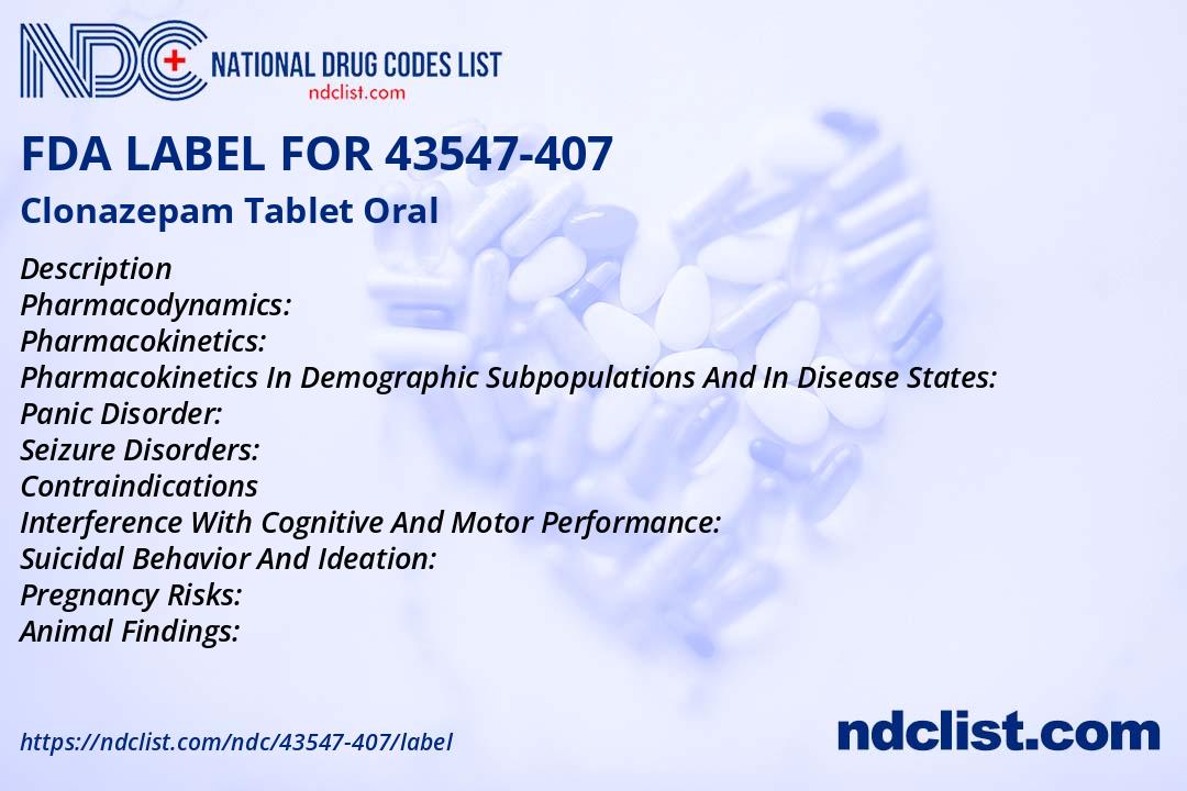 FDA Label for Clonazepam Tablet Oral - Indications, Usage & Precautions