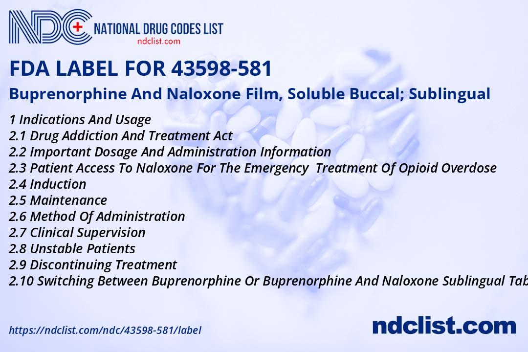 FDA Label for Buprenorphine And Naloxone Film, Soluble Buccal ...