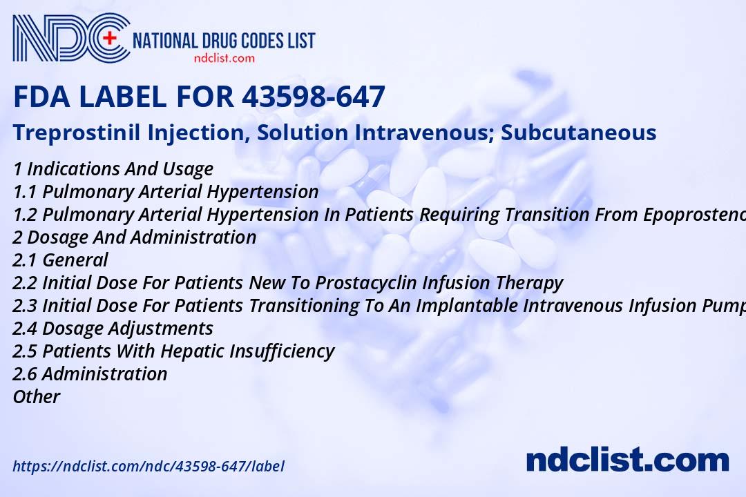FDA Label for Treprostinil Injection, Solution Intravenous ...