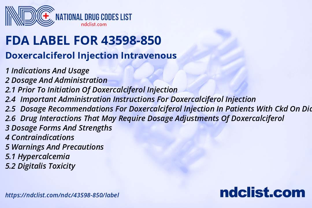 Fda Label For Doxercalciferol Injection Intravenous Indications
