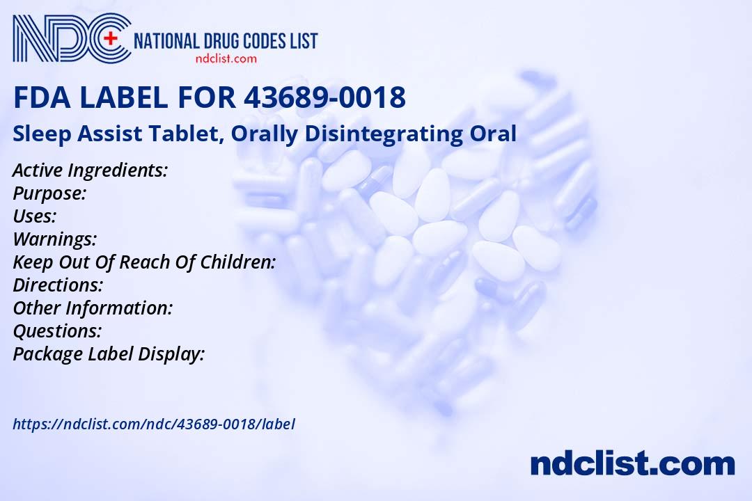 FDA Label for Sleep Assist Tablet, Orally Disintegrating Oral ...