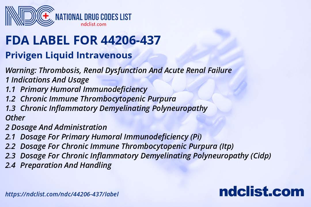 Privigen Liquid FDA Label - NDC 44206-437
