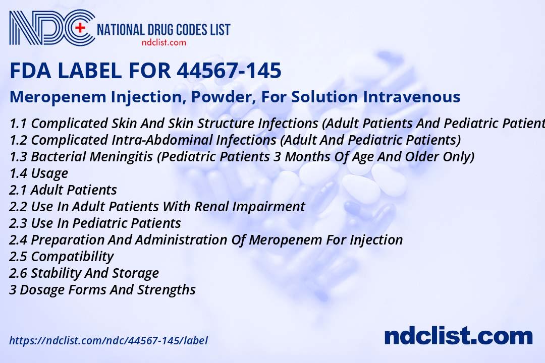 Meropenem- FDA Label NDC44567-145