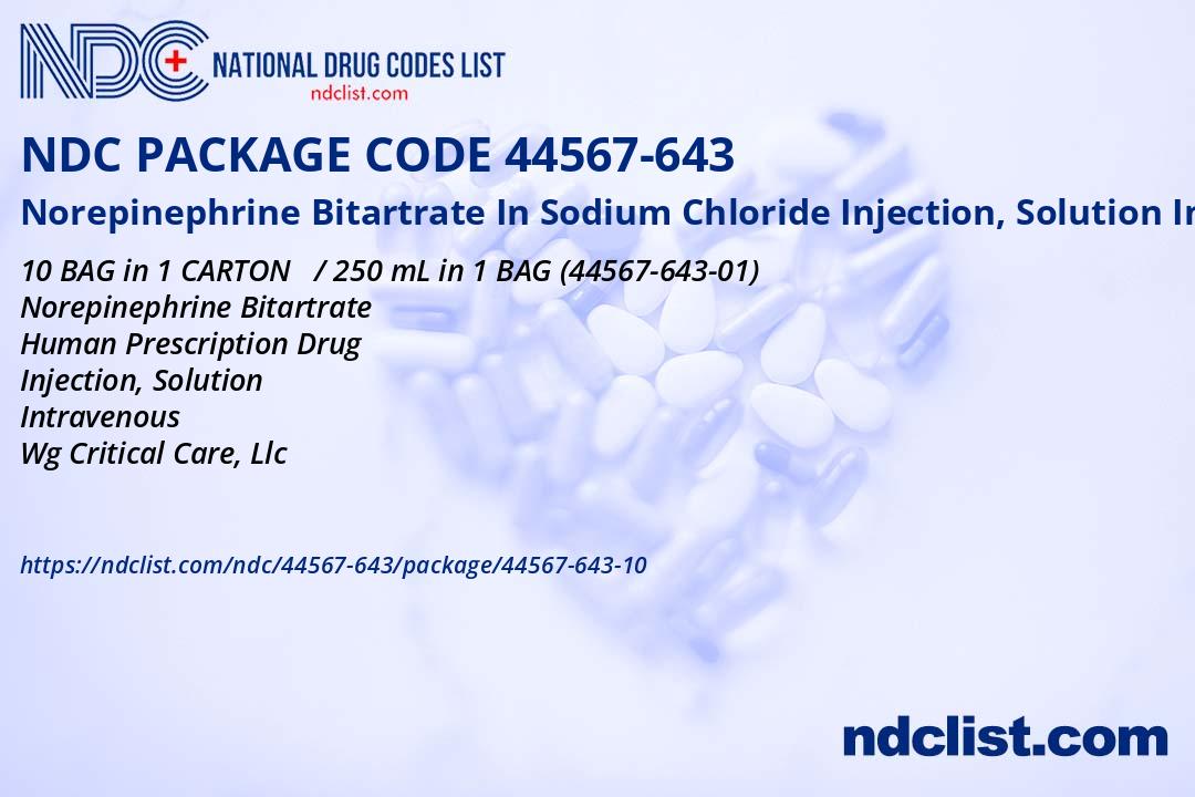 Norepinephrine Bitartrate In Sodium Chlo- NDC44567-643-10
