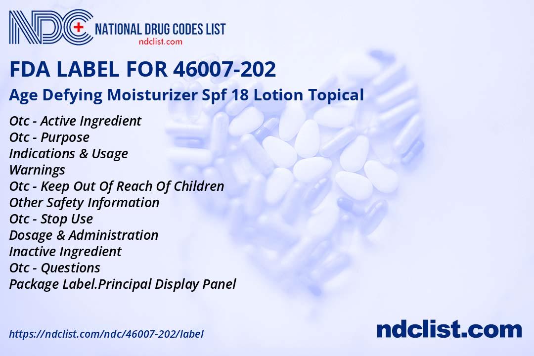 FDA Label for Age Defying Moisturizer Spf 18 Lotion Topical ...