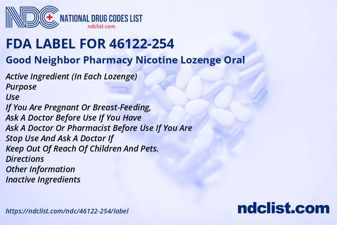 Good Neighbor Pharmacy Nicotine FDA Label - NDC 46122-254