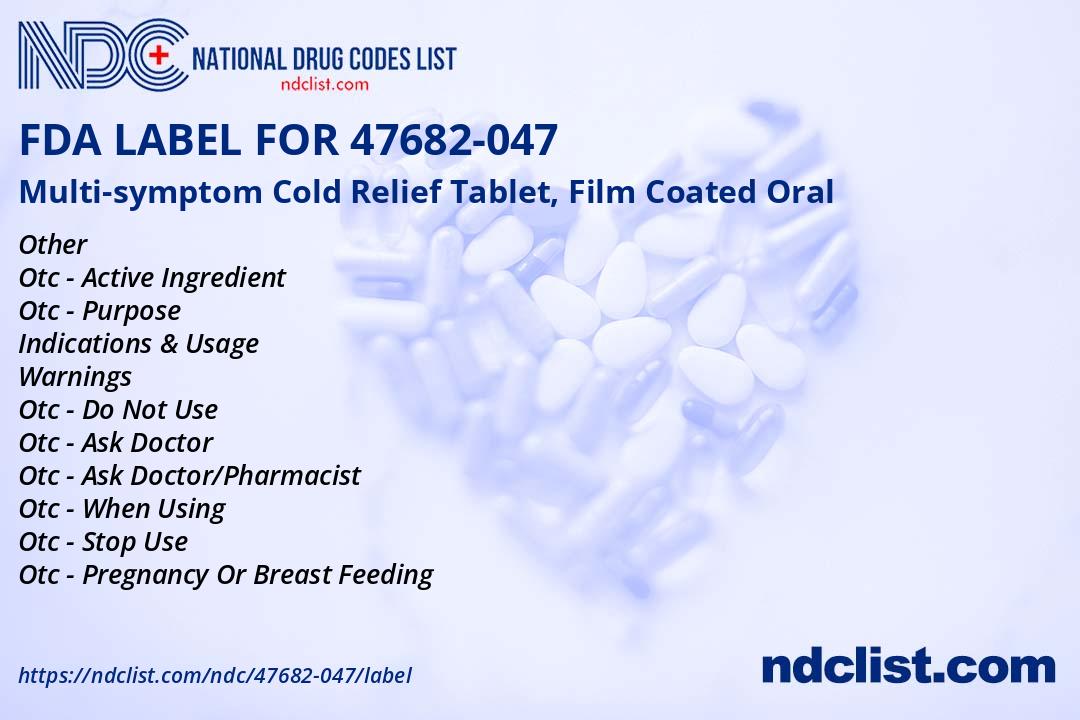 FDA Label for Multi-symptom Cold Relief Tablet, Film Coated Oral ...