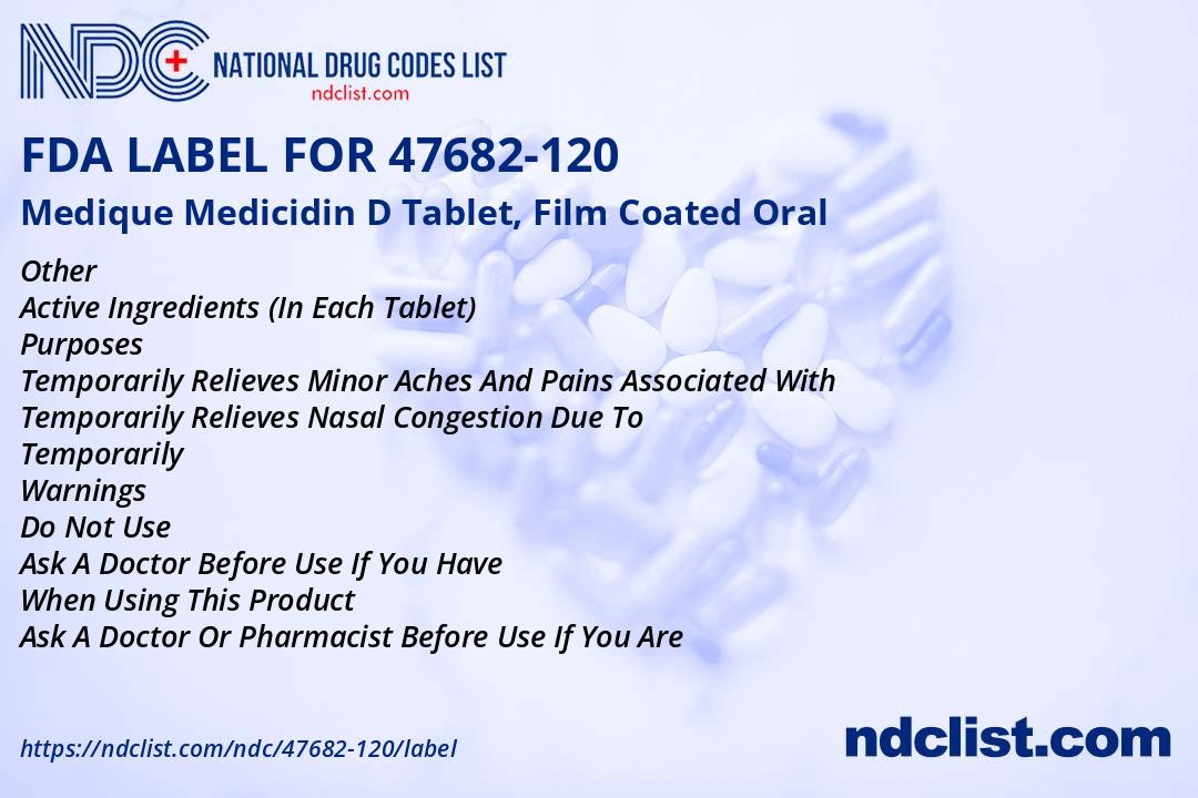 FDA Label for Medique Medicidin D Tablet, Film Coated Oral ...