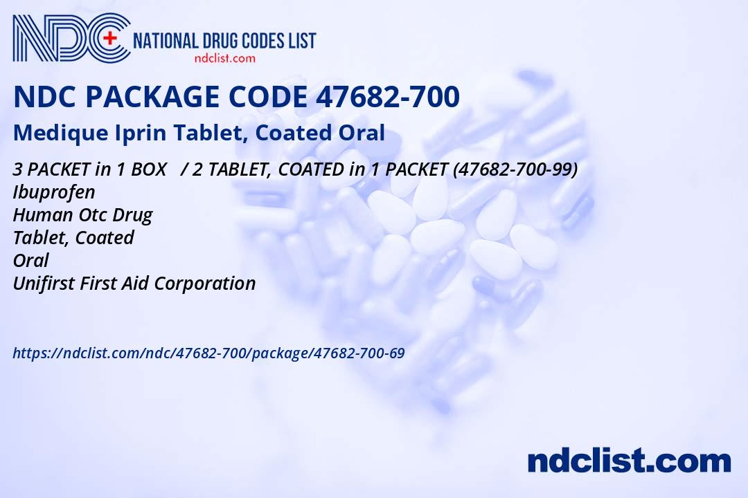 NDC Package 47682-700-69 Medique Iprin Tablet, Coated Oral