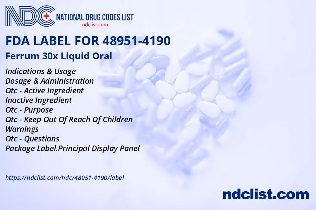 FDA Label for Ferrum 30x - Indications, Usage & Precautions