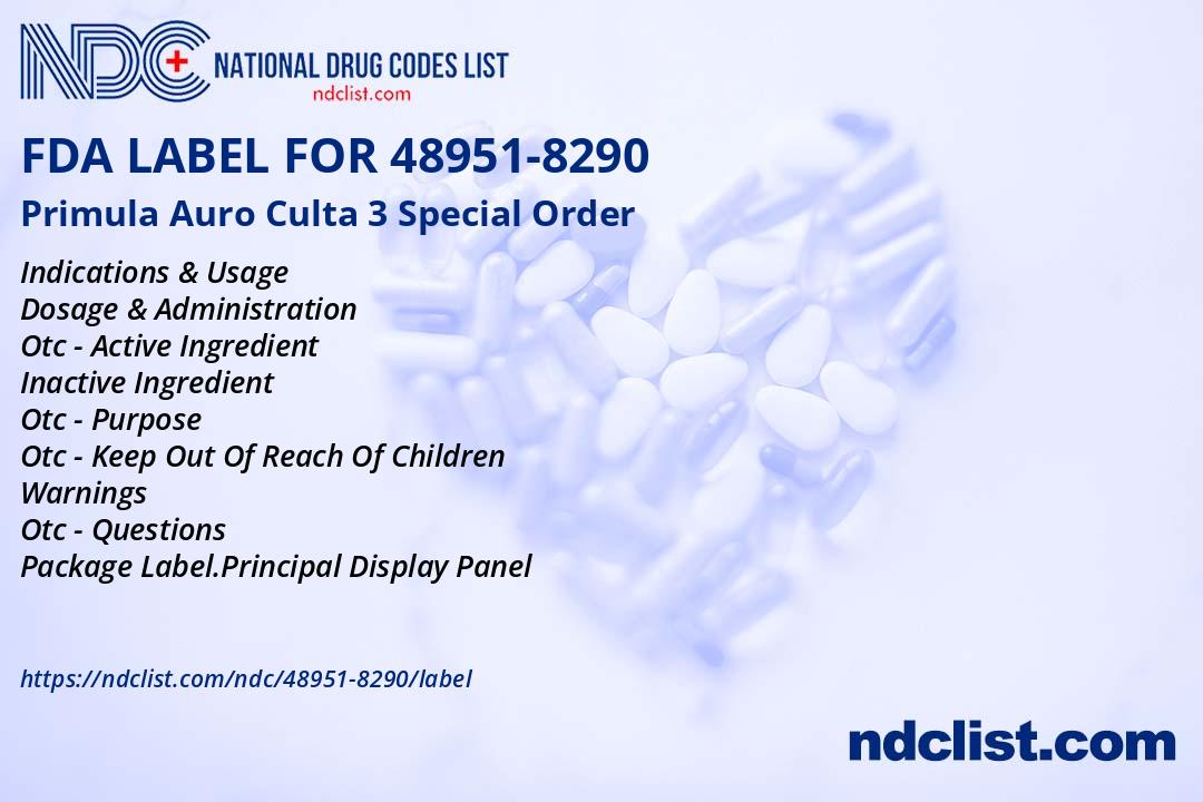FDA Label for Primula Auro Culta 3 Special Order - Indications, Usage ...