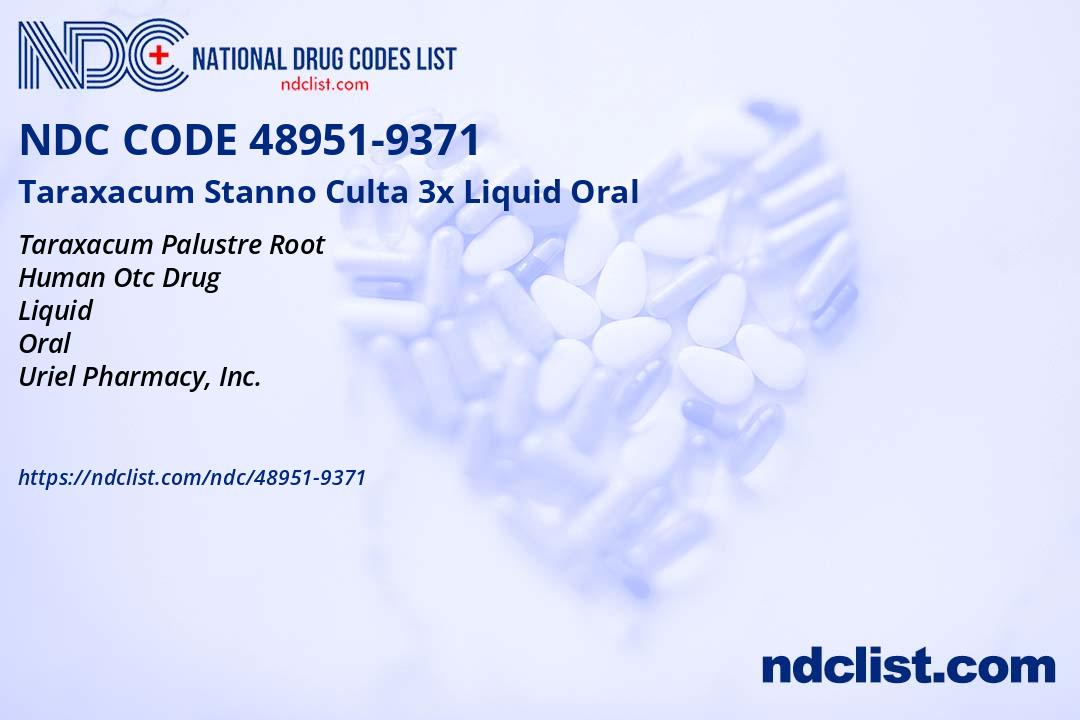 NDC 48951-9371 Taraxacum Stanno Culta 3x Liquid Oral