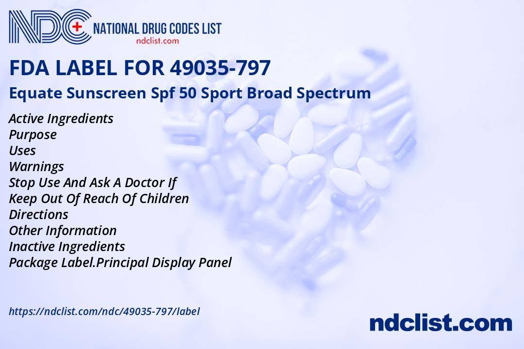 FDA Label for Equate Sunscreen Spf 50 Sport Broad Spectrum ...