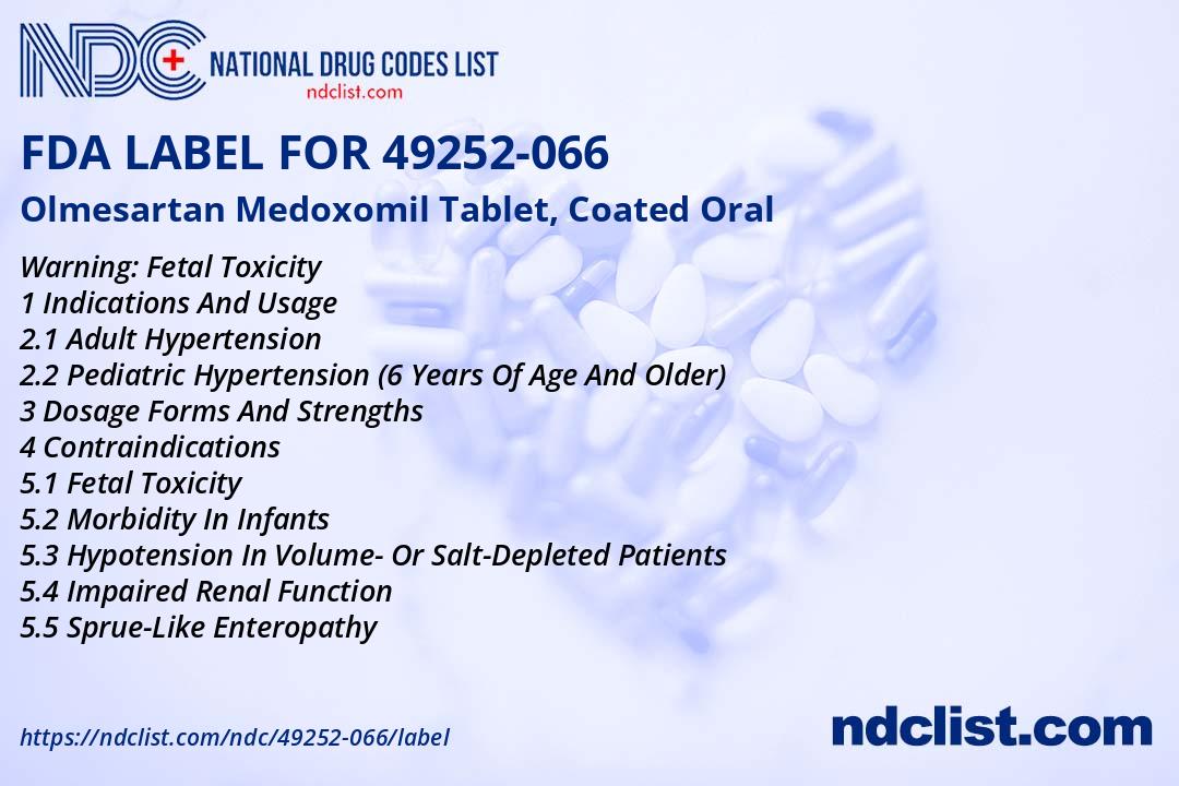 Olmesartan Medoxomil Tablet, Coated- FDA Label NDC49252-066