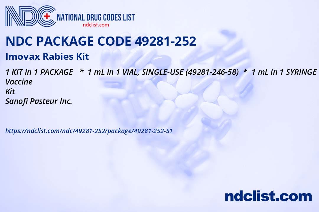 NDC Package 49281-252-51 Imovax Rabies Kit