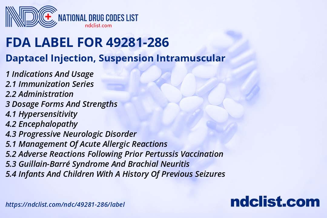 FDA Label for Daptacel Injection, Suspension Intramuscular ...
