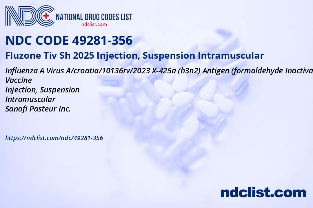 NDC 49281-356 Fluzone Tiv Sh 2025 Injection, Suspension Intramuscular