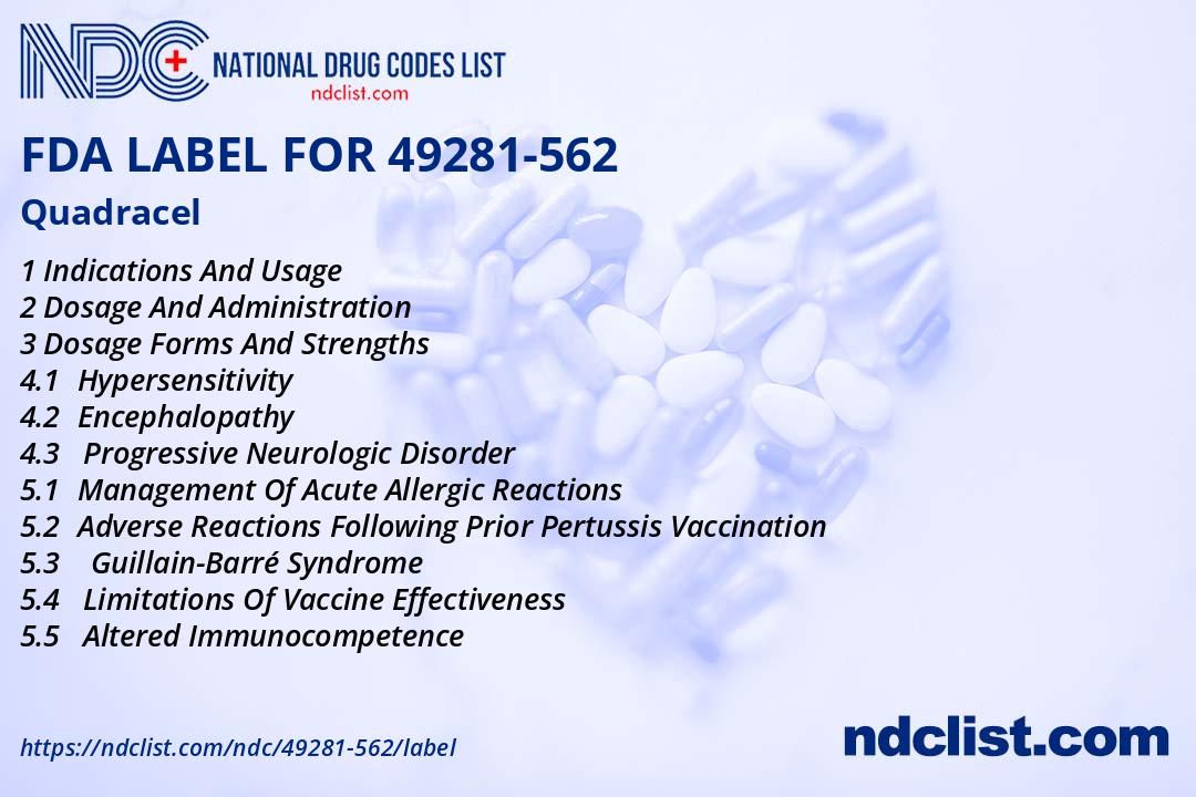 FDA Label for Quadracel - Indications, Usage & Precautions