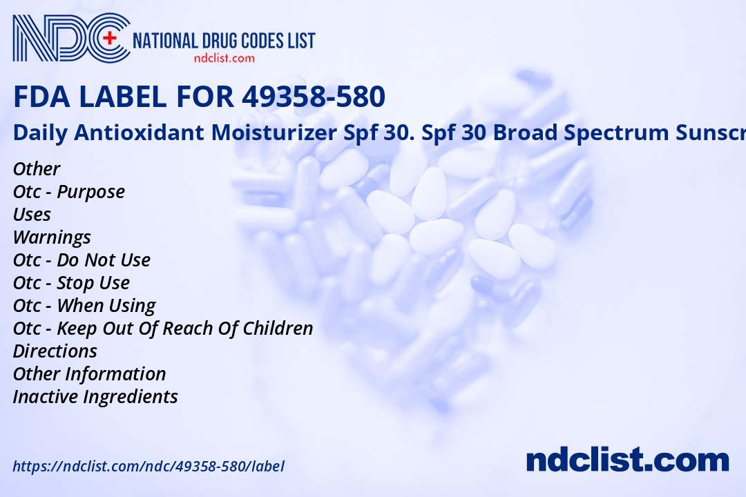 FDA Label for Daily Antioxidant Moisturizer Spf 30. Spf 30 Broad ...