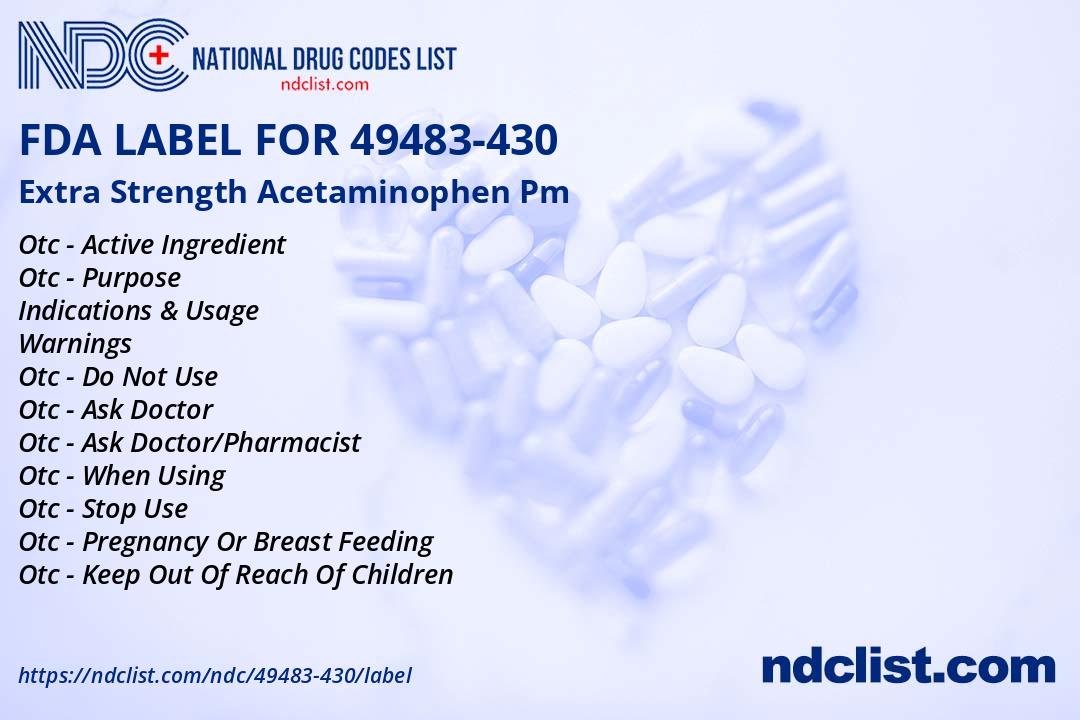 FDA Label for Extra Strength Acetaminophen Pm - Indications, Usage ...
