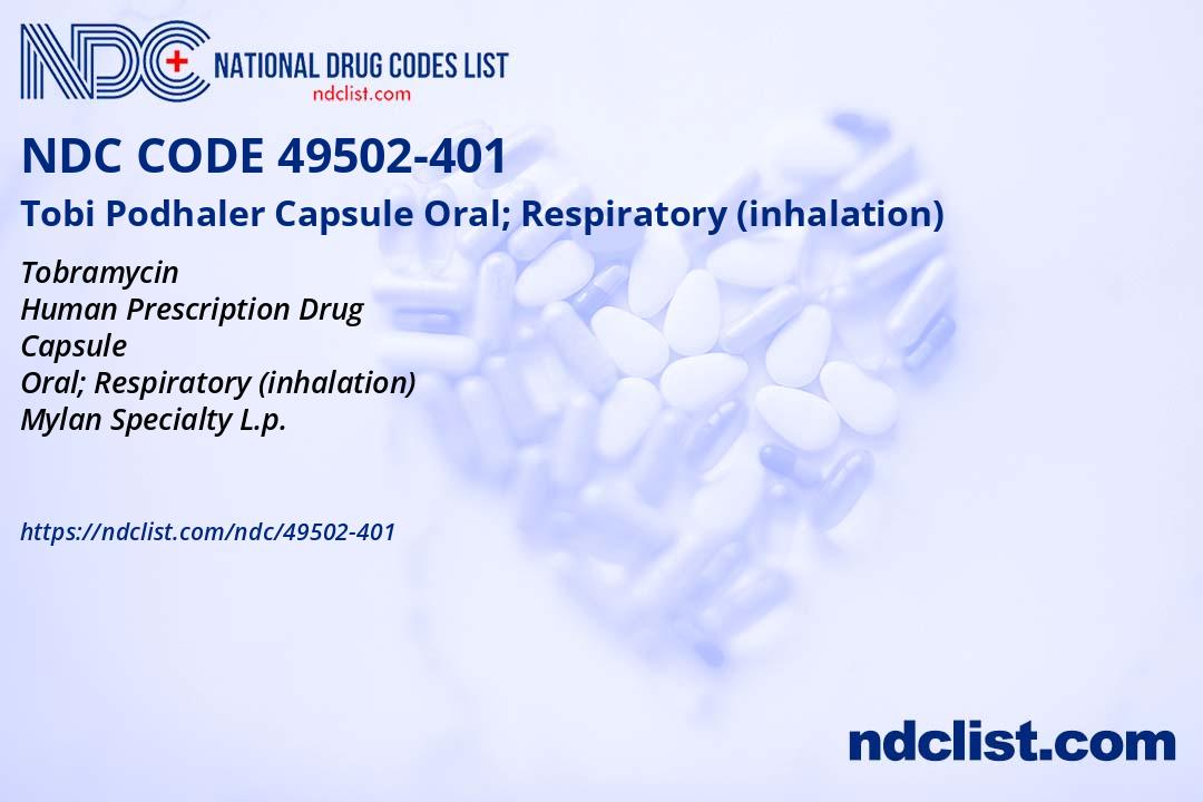 NDC 49502-401 Tobi Podhaler Capsule Oral; Respiratory (inhalation)