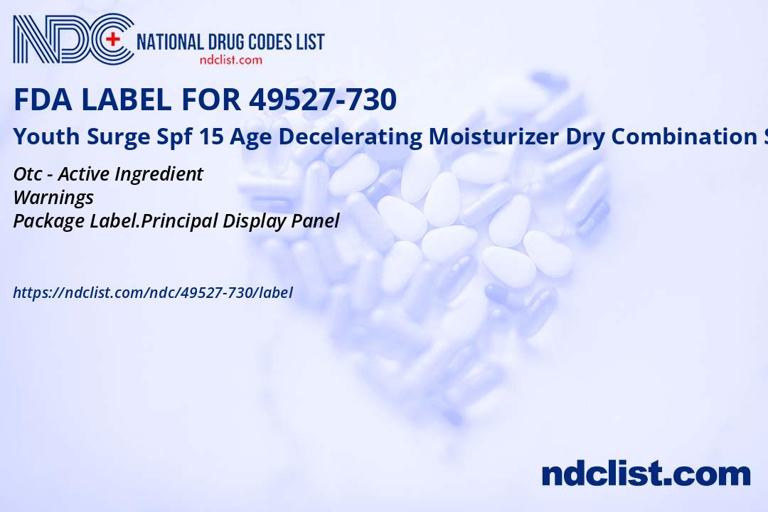 FDA Label for Youth Surge Spf 15 Age Decelerating Moisturizer Dry ...