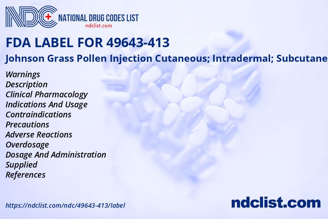 FDA Label for Johnson Grass Pollen Injection Cutaneous; Intradermal ...
