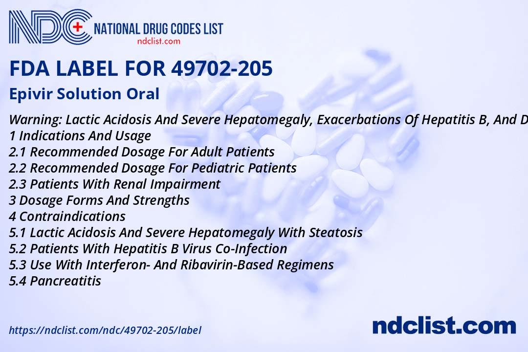 FDA Label for Epivir Solution Oral - Indications, Usage & Precautions