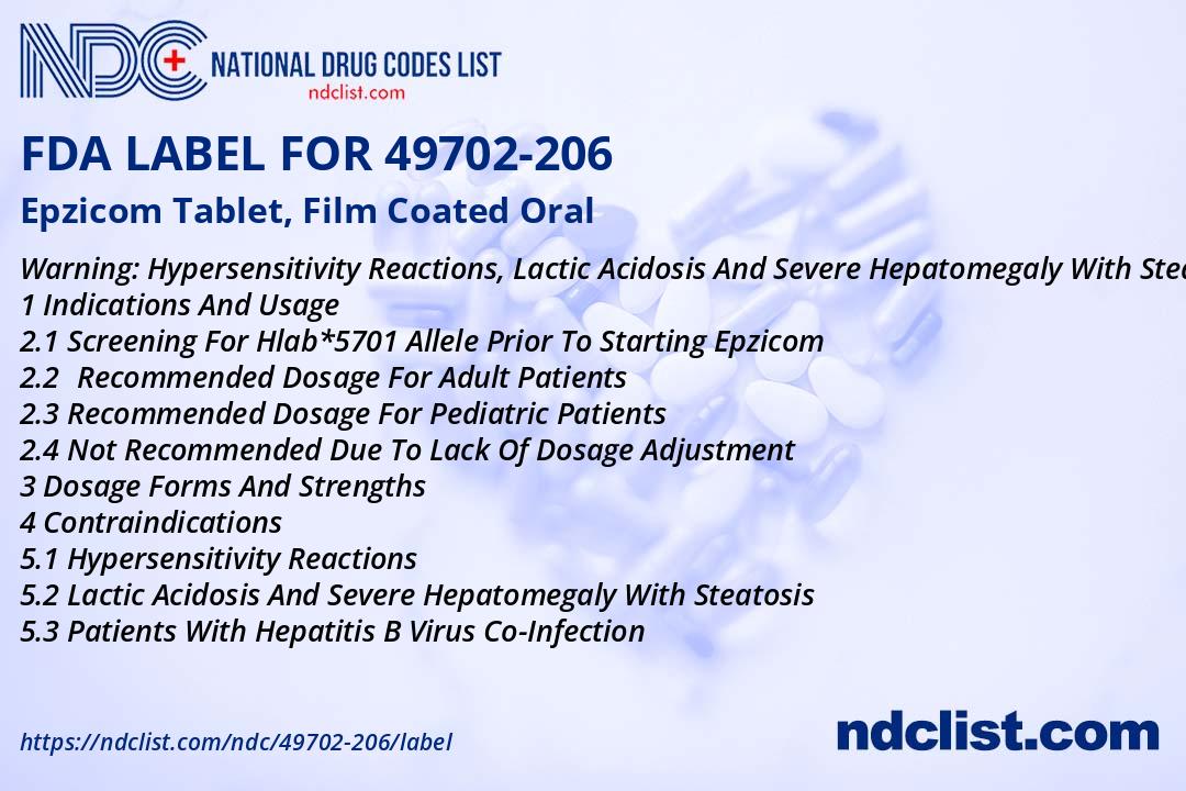 FDA Label for Epzicom Tablet, Film Coated Oral - Indications, Usage ...